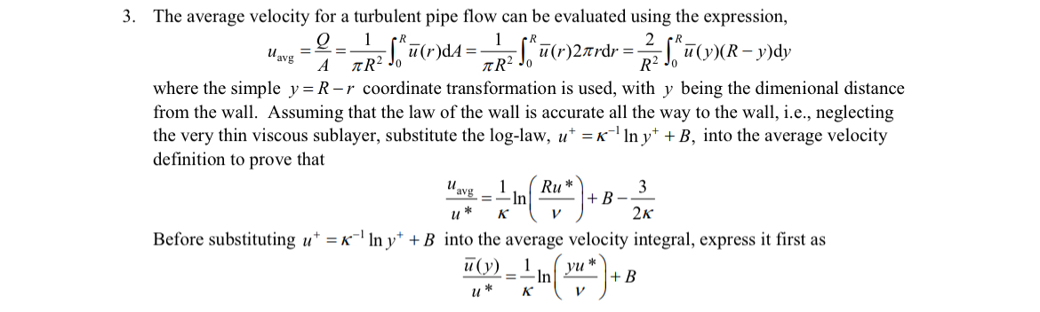 Solved The average velocity for a turbulent pipe flow can be | Chegg.com