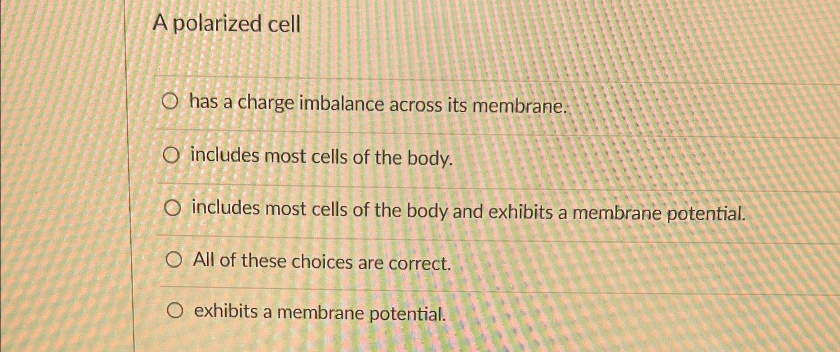 Solved A polarized cellhas a charge imbalance across its | Chegg.com