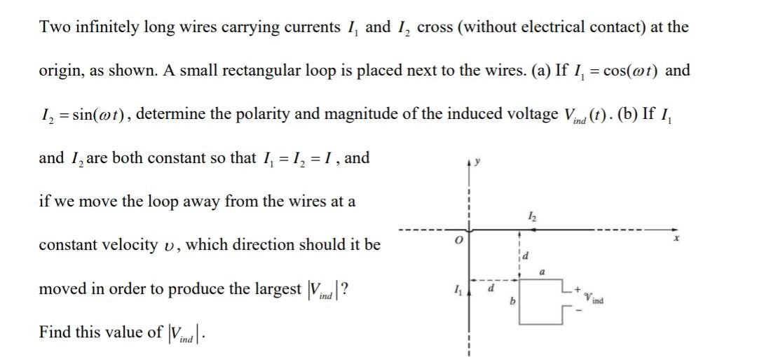 Solved Two infinitely long wires carrying currents I1 and I2 | Chegg.com