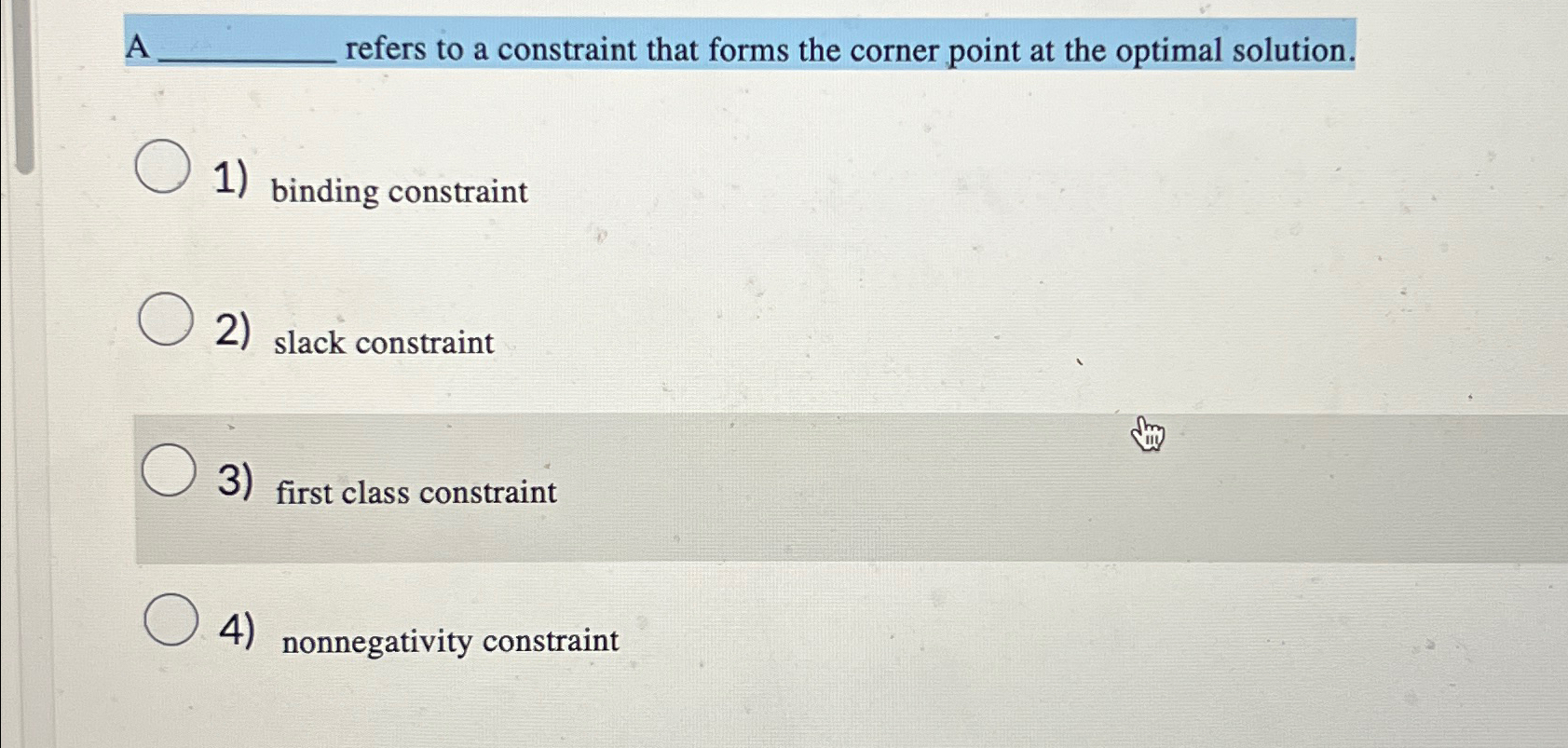 Solved A refers to a constraint that forms the corner point | Chegg.com