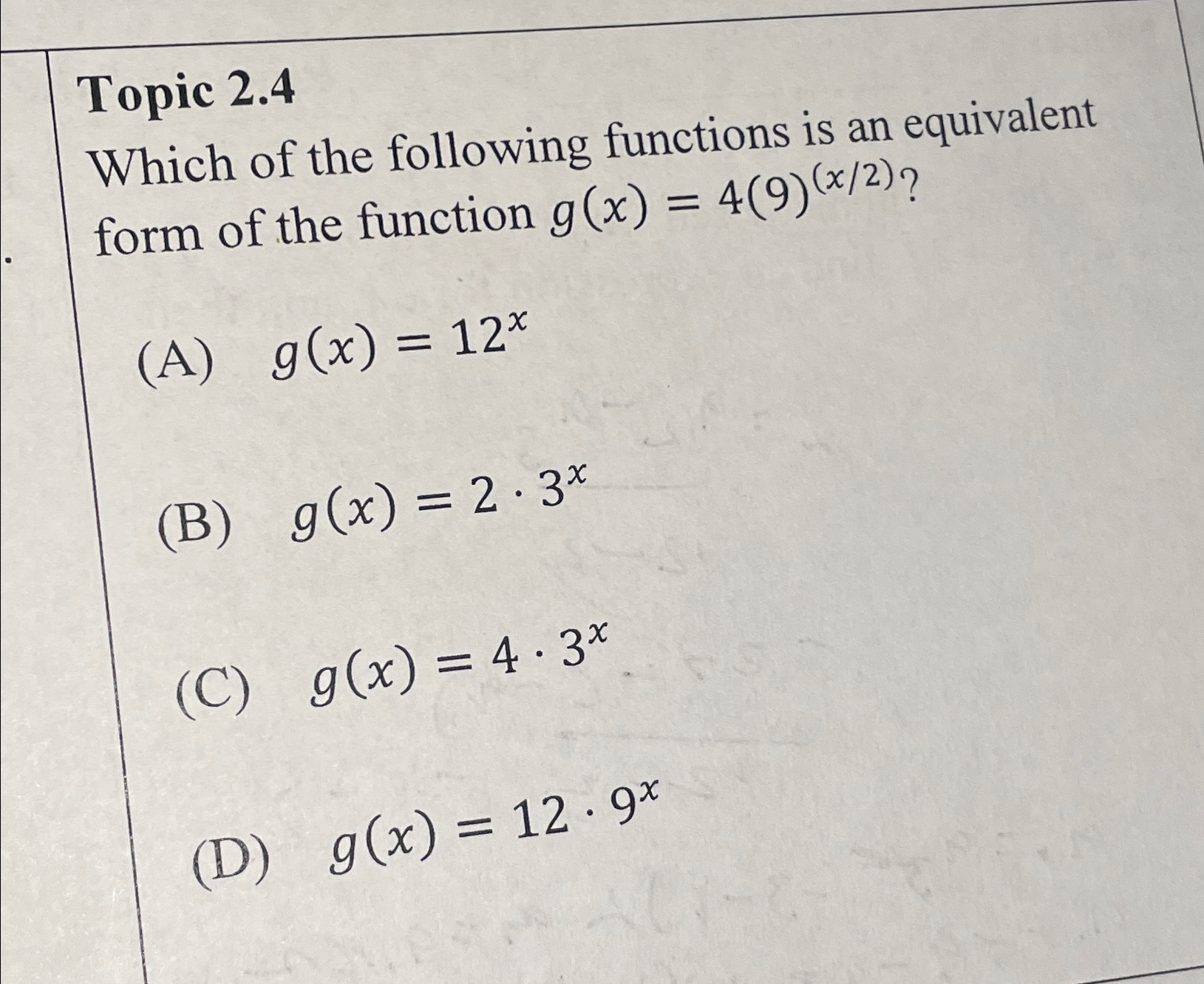 Solved Topic 2.4Which of the following functions is an | Chegg.com