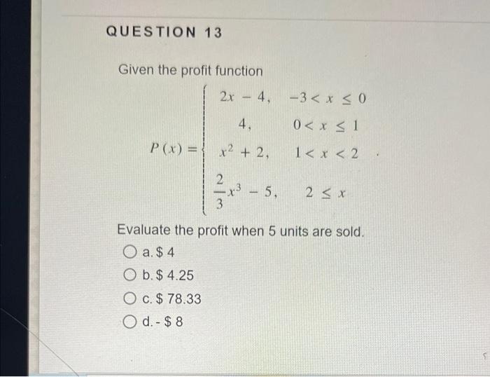 Solved Given the profit function | Chegg.com