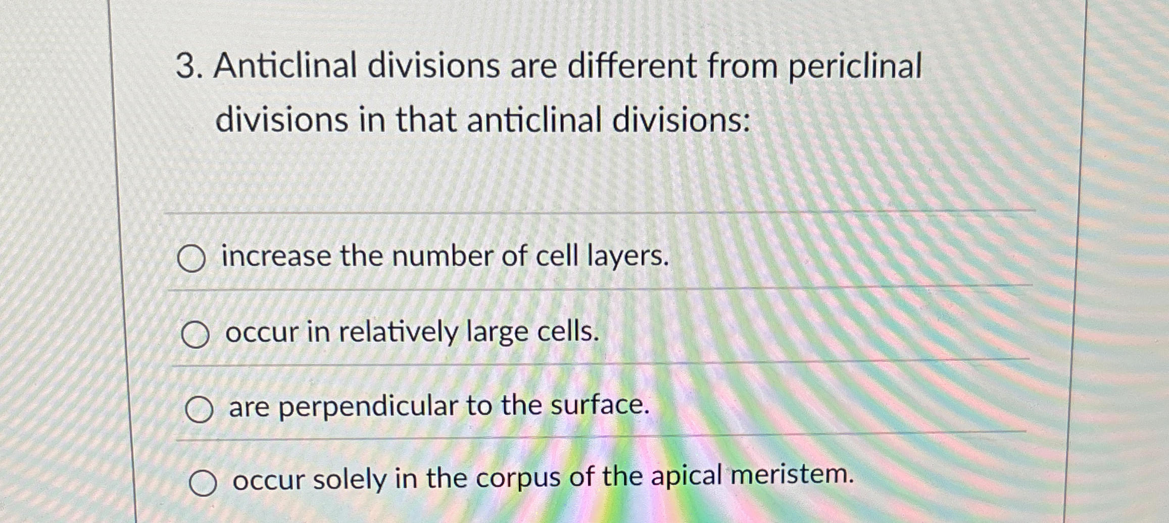Solved Anticlinal divisions are different from | Chegg.com