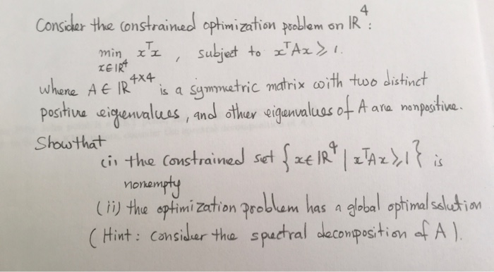 4 Consider the constrained optimization problem on | Chegg.com