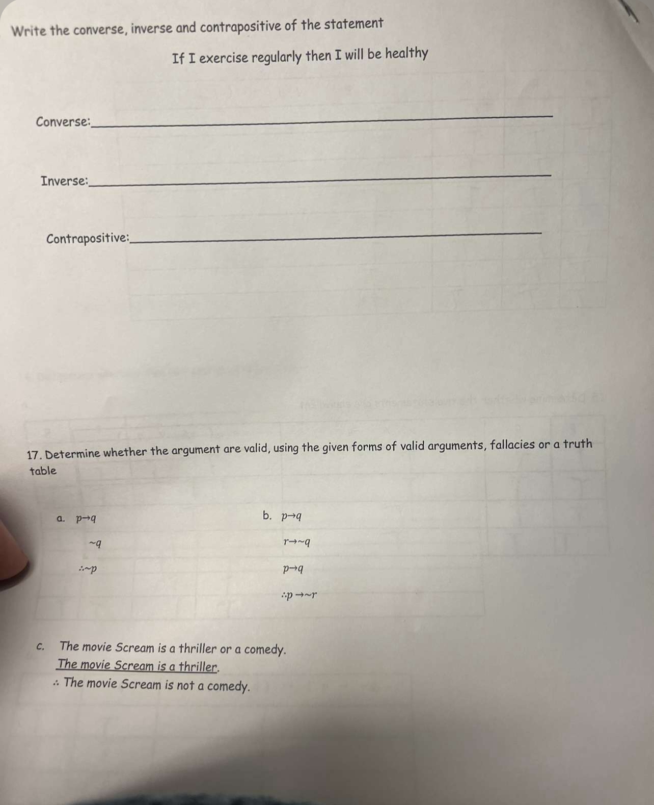 Solved Write the converse, inverse and contrapositive of the | Chegg.com