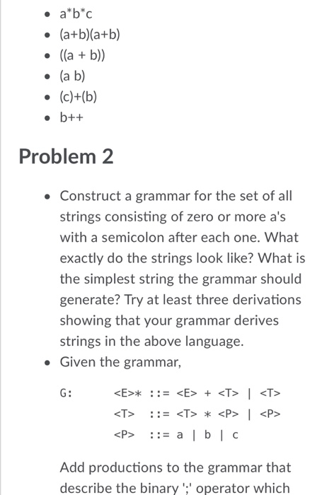 Solved Instructions Overview Here we look at grammars. We | Chegg.com