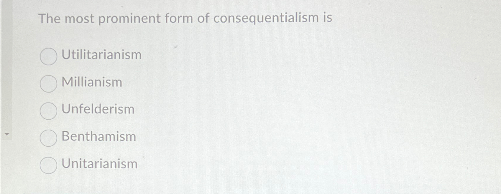 Solved The most prominent form of consequentialism | Chegg.com