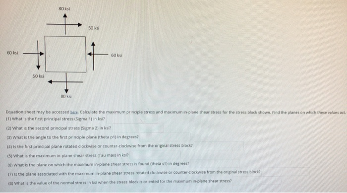 Solved 60 ksi - 60ks 50 ksi Boks Equation sheet may be | Chegg.com