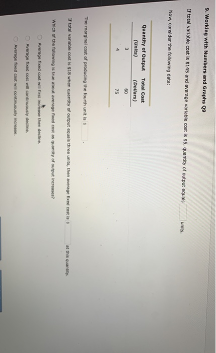 Solved 9. Working with Numbers and Graphs 29 If total | Chegg.com