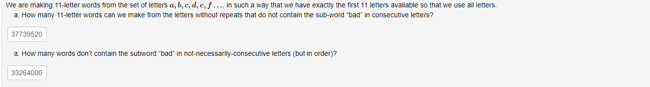 Solved We are making 11-letter words from the set of letters | Chegg.com