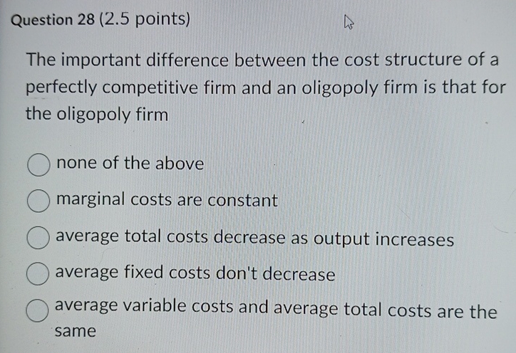 Solved Question 28 ( 2.5 ﻿points)The important difference | Chegg.com
