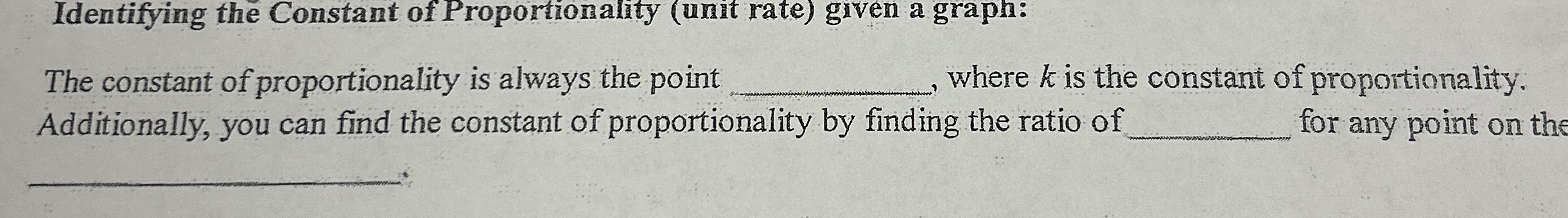 The constant of proportionality is always the point | Chegg.com