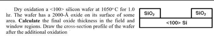 Solved SIO2 SIO2 Dry oxidation a silicon wafer at | Chegg.com