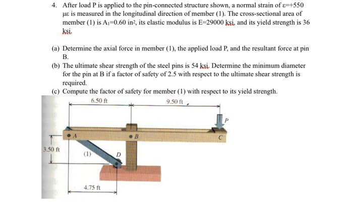 Solved 4. After load P is applied to the pin-connected | Chegg.com