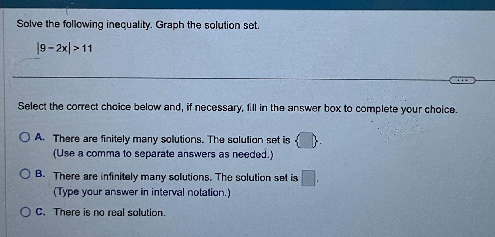 Solved Solve the following inequality. Graph the solution | Chegg.com