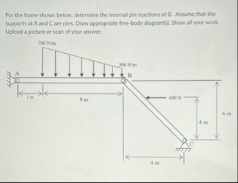 Solved For the frame shown below, determine the internal pin | Chegg.com