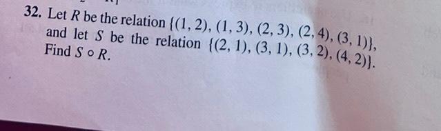 Solved 30. Let R1={(1,2),(2,3),(3,4)} and R2={(1,1),(1,2), | Chegg.com