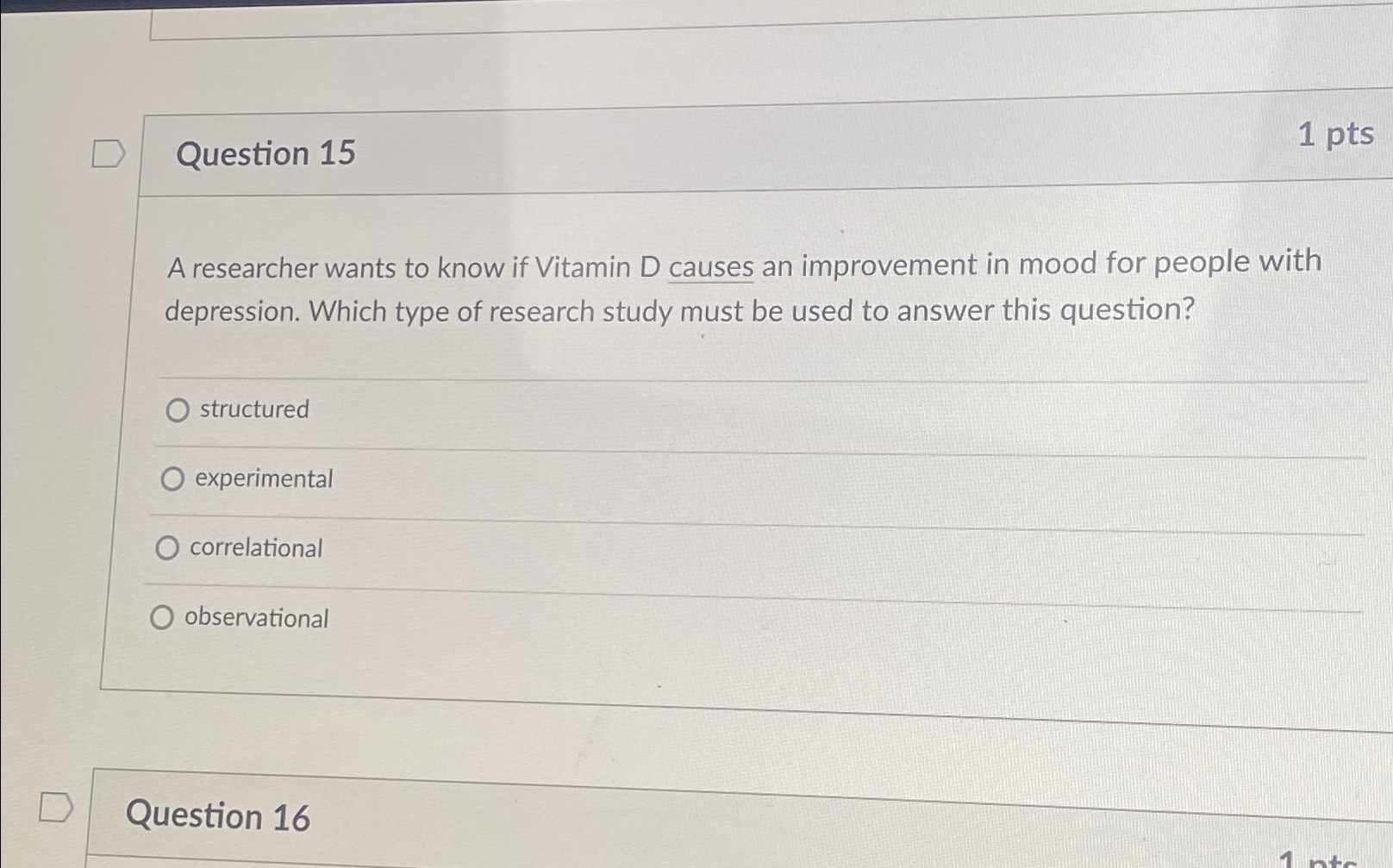 Solved Question 151 ﻿ptsA researcher wants to know if | Chegg.com