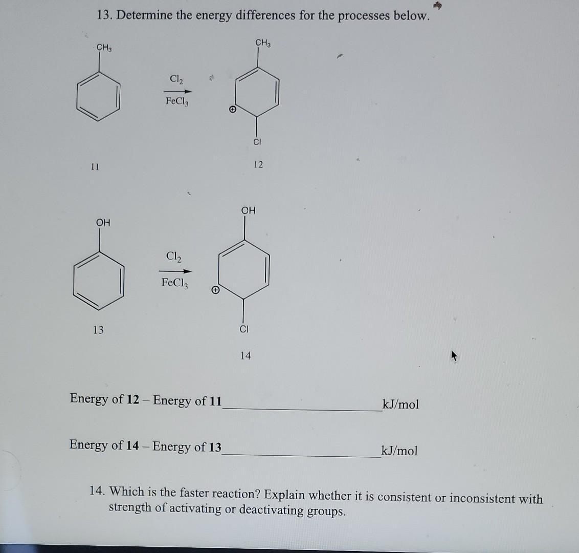 13. Determine the energy differences for the | Chegg.com