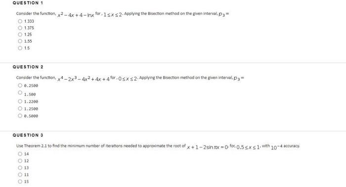 Solved Consider the function, x2−4x+4−lnx for, 1≤x≤2. | Chegg.com