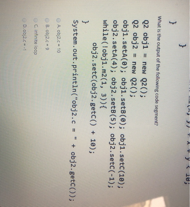 Solved Given The Following Class Class Q2 Private Int A 6184