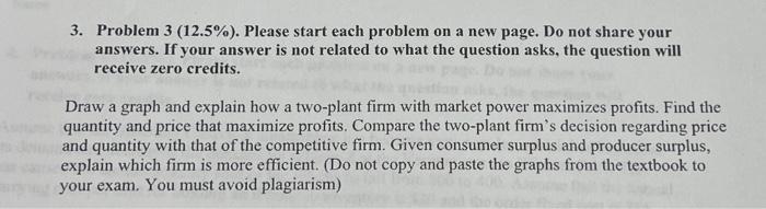 Solved 3. Problem 3(12.5%). Please start each problem on a | Chegg.com
