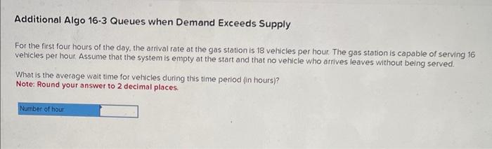 Solved Additional Algo 16-3 Queues when Demand Exceeds | Chegg.com