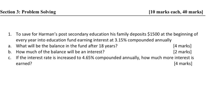 Solved Section 3: Problem Solving [10 marks each, 40 marks] | Chegg.com
