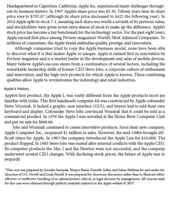 Solved Discuss on Apple Inc's ethical success and challenges | Chegg.com