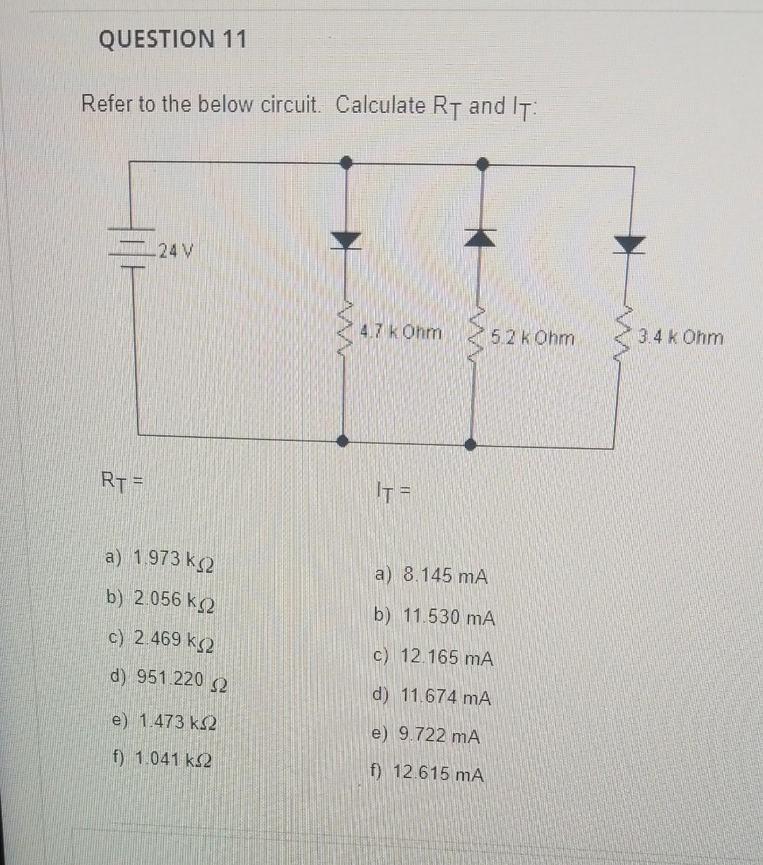 Solved Refer to the below circuit. Calculate RT and IT : | Chegg.com