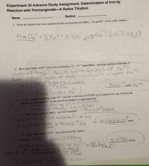 Solved Experiment 30 Advance Study Assignment: Determination | Chegg.com Solved Experiment 30 Advance Study Assignment: Determination | Chegg.com