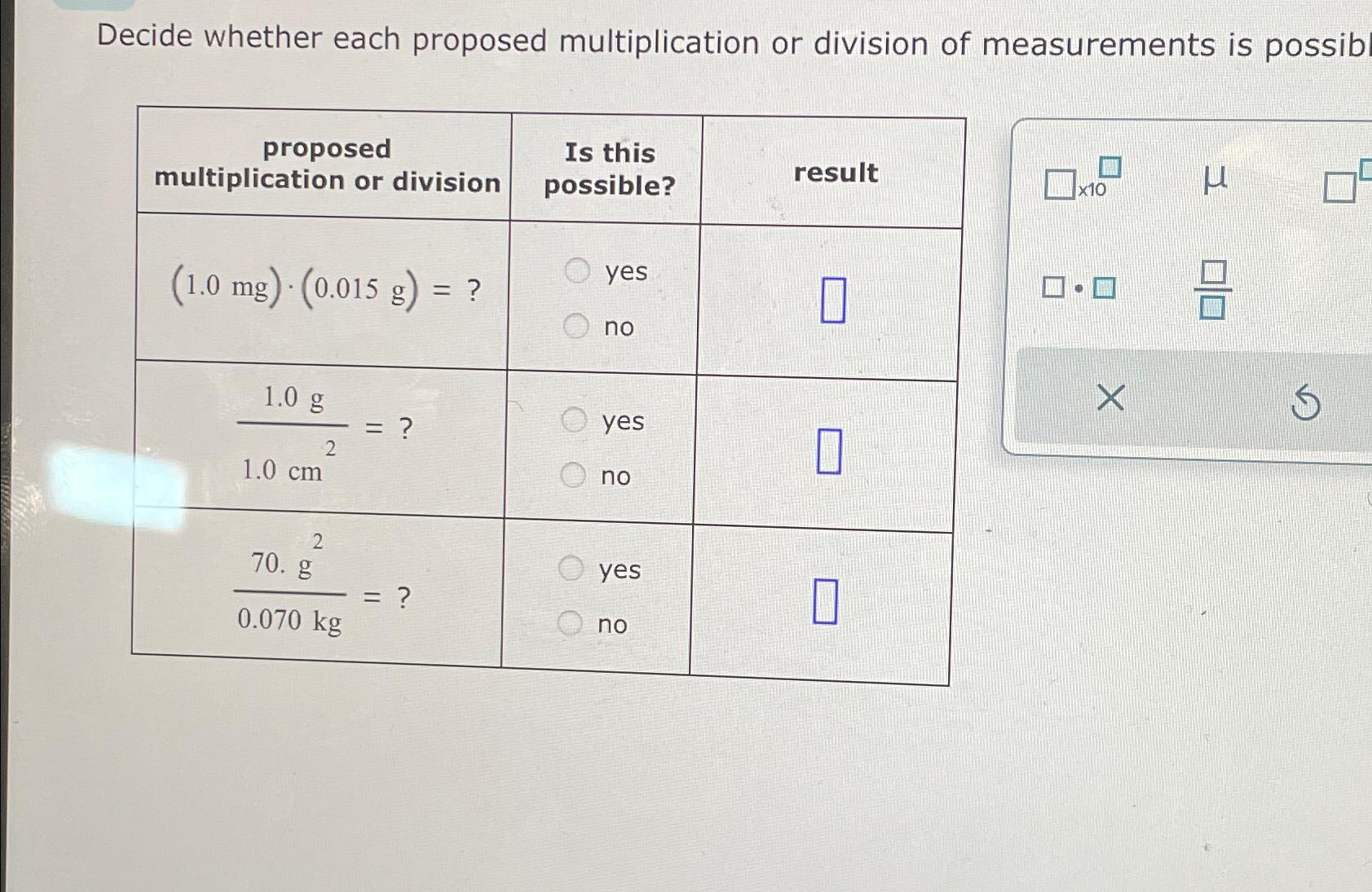 Solved Decide whether each proposed multiplication or | Chegg.com