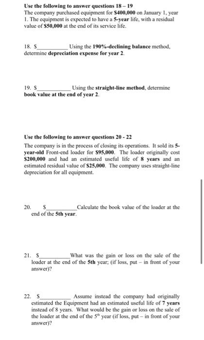 Solved 9. $ Year 2 depreciation expense 10. $ Accumulated | Chegg.com