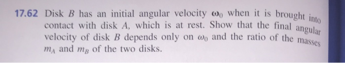 Solved 17.62 Disk B has an initial angular velocity when it | Chegg.com