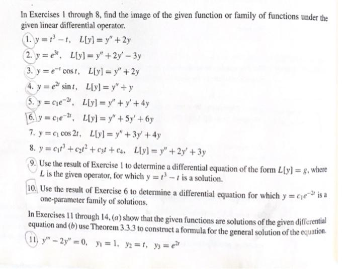Solved In Exercises 1 through 8 , find the image of the | Chegg.com