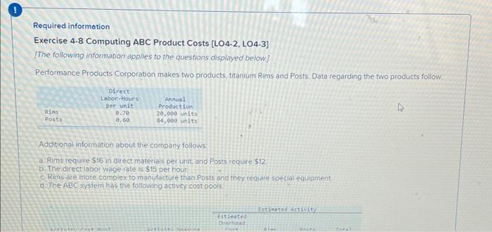 Solved Required information Exercise 4-8 Computing ABC | Chegg.com