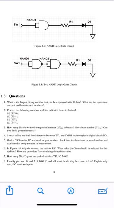 Solved Figure 1.7: NAND Logic Gale Circuir Figure 1.8; Two | Chegg.com