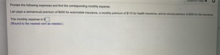 Solved Prorate the following expenses and find the | Chegg.com