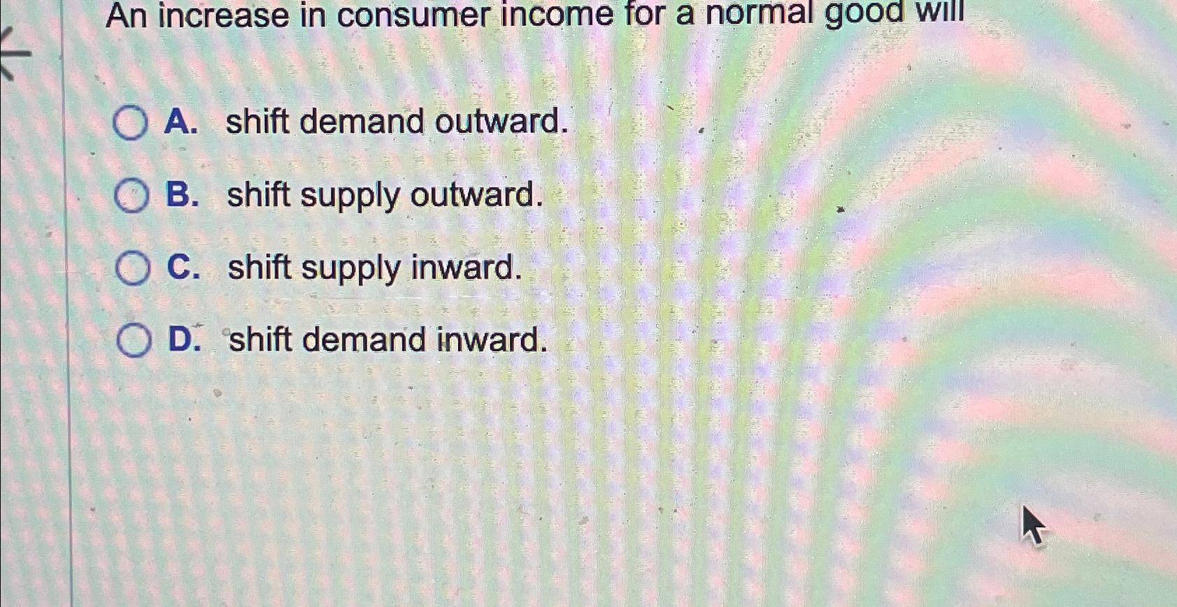Solved An increase in consumer income for a normal good | Chegg.com