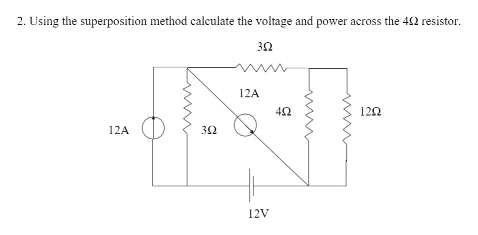 Solved Using the superposition method calculate the voltage | Chegg.com