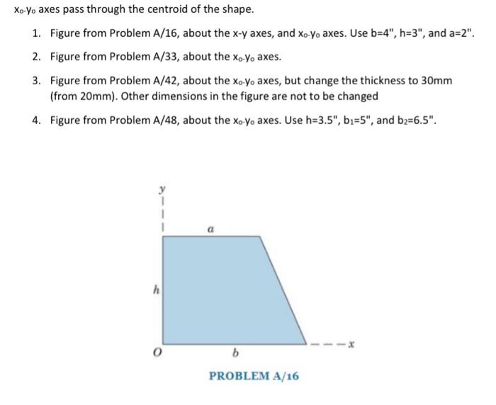 Solved Xo-yo axes pass through the centroid of the shape. 1. | Chegg.com