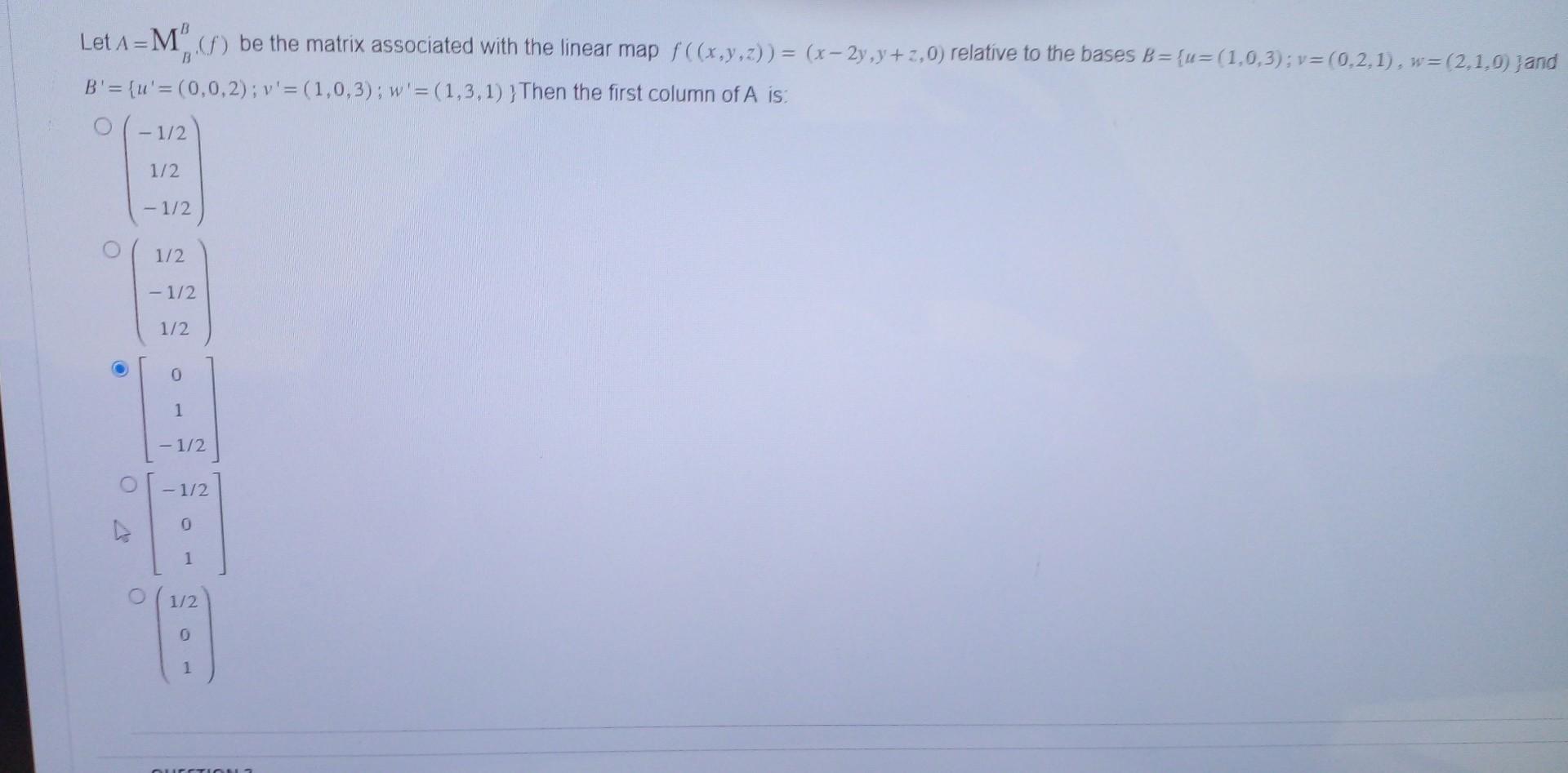 Solved Let A=MBB(f) be the matrix associated with the linear | Chegg.com