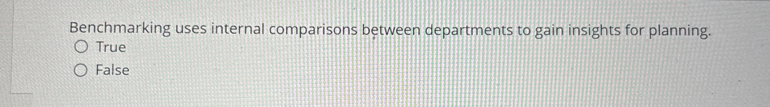 Solved Benchmarking uses internal comparisons between | Chegg.com
