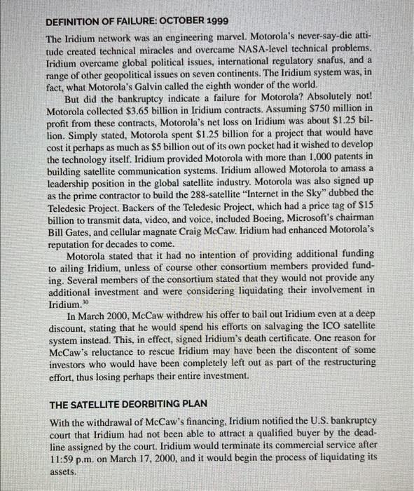 Solved The Rise, Fall, and Resurrection of Iridium: A | Chegg.com