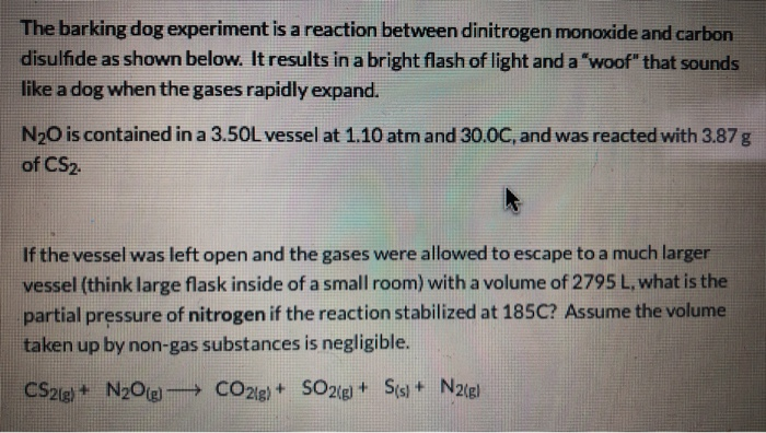 Solved The barking dog experiment is a reaction between | Chegg.com