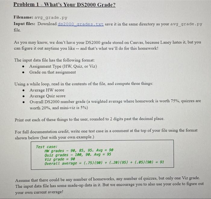Solved Filename: avg_grade.py Input files: Download ds 2000 | Chegg.com