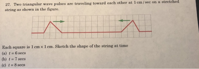 Solved 27. Two triangular wave pulses are traveling toward | Chegg.com