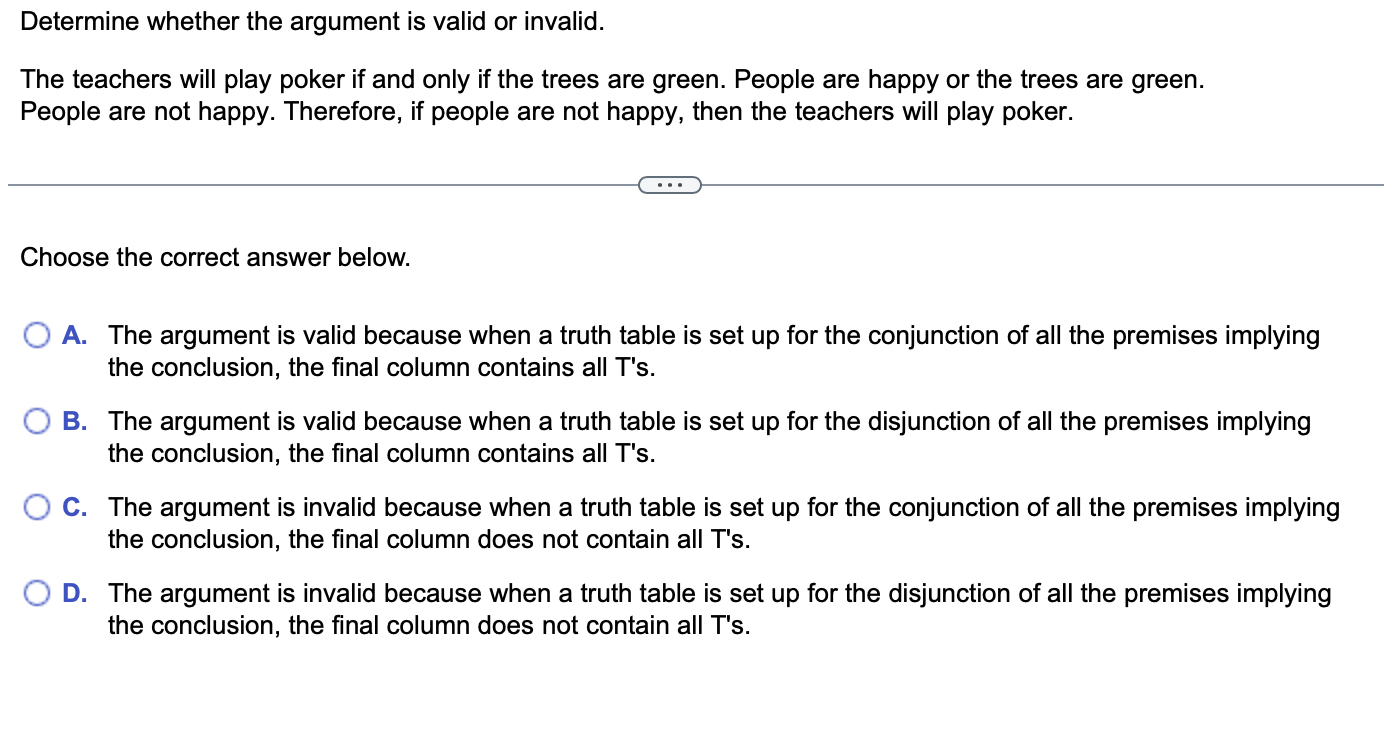 Determine whether the argument is valid or | Chegg.com