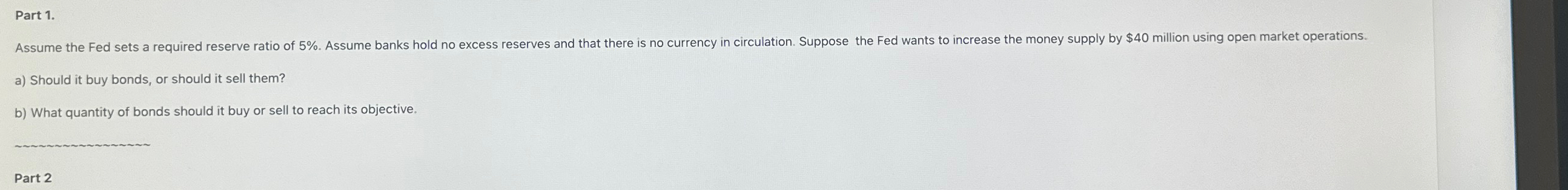 Solved Part 1.a) ﻿Should it buy bonds, or should it sell | Chegg.com
