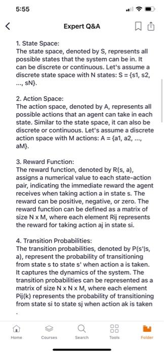 Solved 2. Formulation of a Markov Decision process - Define | Chegg.com